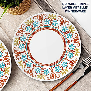 Corelle Global Collection Vitrelle 12-Piece Dinnerware Set, Triple Layer Recycled Glass, Terracotta Dreams & Global Collection Vitrelle Dinner Plates Set, Triple Layer Recycled Glass