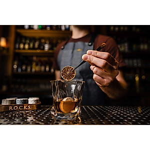 The Original ROCKS Whiskey Chilling Stones & Whiskey Trivia Quiz Gift Set - 6 Handcrafted Premium Granite Round Sipping Rocks - 100 Quiz Q&A for Whiskey Lovers - Fun Fact Stories & More, Great Gift!