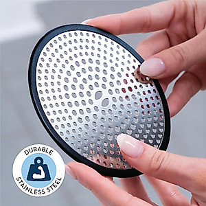S&T INC. Shower Drain Hair Catcher, Shower Drain Cover with Stainless Steel with Anti-Skid Silicone Ring, 4.5 Inch Diameter