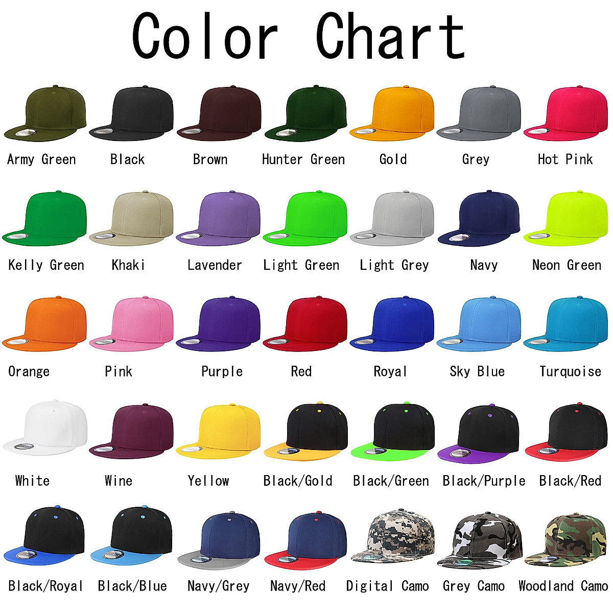 Falari Snapback Hat Cap Hip Hop Style Flat Bill Blank Solid Color Adjustable Size G201-26-Purple
