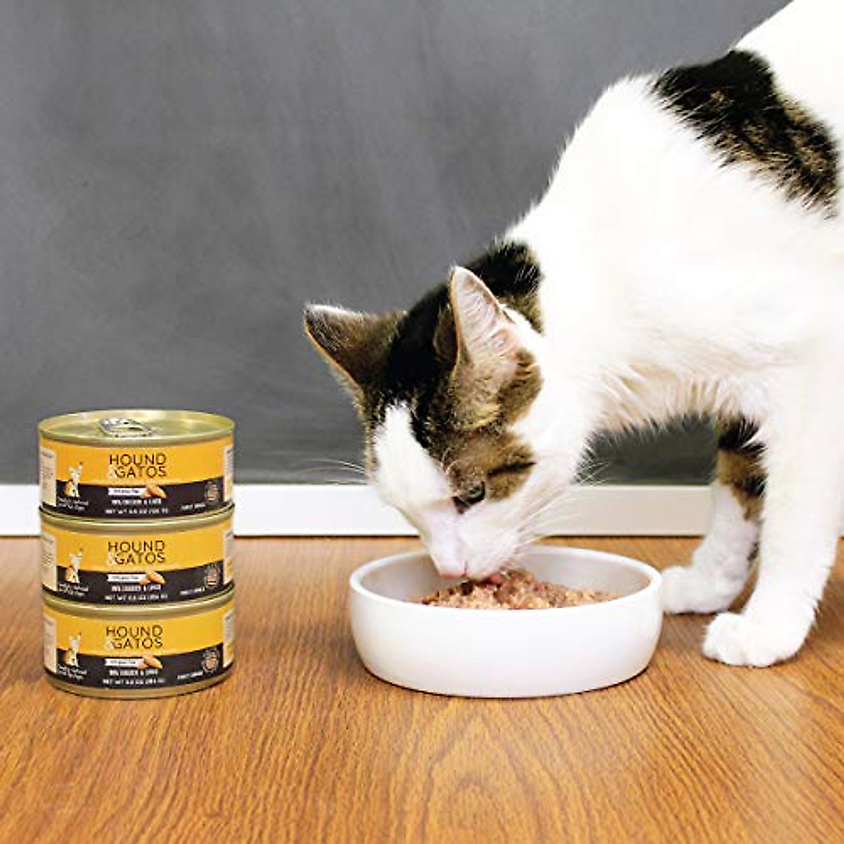 Hound & Gatos Wet Cat Food, 98% Chicken & Liver, case of 24, 5.5 oz cans