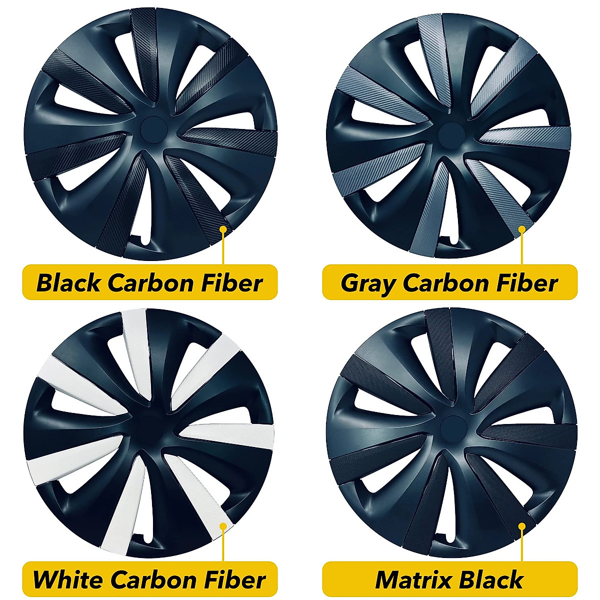 19" Tempest Wheels Vinyl Wrap for Tesla Model S (Plaid & Long Range, Refresh) White Carbon Fiber