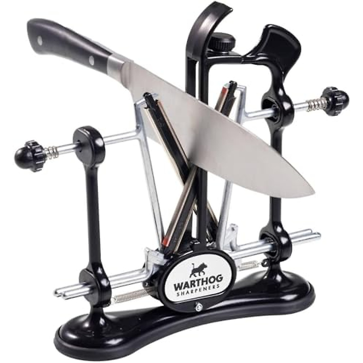 Warthog V-Sharp A4 Professional Knife Sharpener, Ideal for Cooks, Fishermen, Hunters, 325 Grit Diamond Rods with Adjustable Angles, Metal Frame Construction, Red