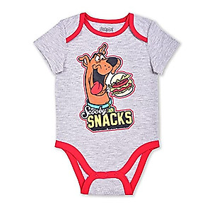 Warner Bros. Scooby-Doo Boys’ 4 Pack Bodysuit for Newborn and Infant – Blue/Grey