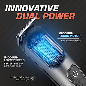 Fagaci Gentle with Skin 5 in 1 Hair Trimmer, Waterproof Ball Trimmer for Men with Turbo Speed, Quick Charge Body Hair Trimmer for Facial, Pubic, Groin, Electric Hair Beard Trimmer for Men Professional