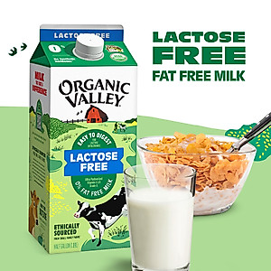 Organic Valley Fat Free Milk, Ultra Pasteurized, Lactose Free, 64 Fl.Oz