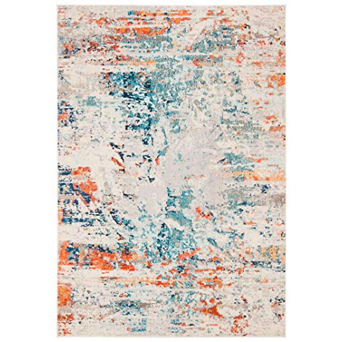 SAFAVIEH Madison Collection 6' x 9' Cream / Orange MAD478B Modern Abstract Non-Shedding Living Room Bedroom Dining Home Office Area Rug