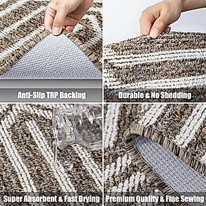 Indoor Doormat 36"x 59", Absorbent Front Back Door Mat Floor Mats, Rubber Backing Non Slip Door Mats Inside Entrance Door Runner Rug Mud Dirt Trapper, Machine Washable Low Profile-Brown Time Cloister