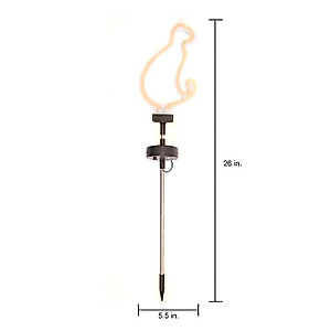 Touch Of ECO Solar LED Neon Cat Lovers Gift Outdoor Garden Décor Stake Light Gift Idea for Cat Lovers, Warm White (TOE397)