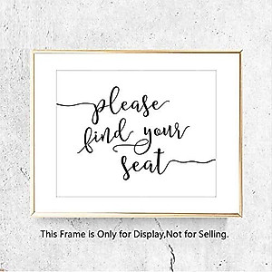 ZLKAPT Please Find Your Seat Sign, Wedding Sign, Shimmer Paper,Wedding Seating Sign, Wedding Reception Signs, Wedding Seats Sign, Rustic Sign 8x10inch