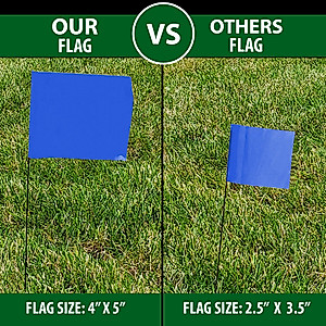 Blue Marking Flags 100 Pack - 4x5-Inch Marker Flags - 15-Inch Wire - Small Yard Flags Marking Flags for Lawn, Irrigation Flags, Lawn Flags Markers, Landscape Flags, Survey Flags, Sprinkler Flags