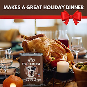 Dave's Pet Food Grain Free Wet Dog Food (Turkey & Sweet Potato in Gravy), Made in USA Naturally Healthy Canned Dog Food, Added Vitamins & Minerals, Wheat & Gluten-Free, 13.2 oz Cans (Case of 12)