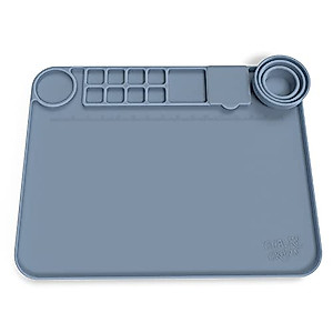 Silicone Craft Mat Silicone Art Mat with Cup Silicone Mats for Crafts - Craft Silicone Mat Silicone Painting Mat - Thick Large Silicone Artist Mat with Cup and Raised Edge for Painting (17.7"x13.7")