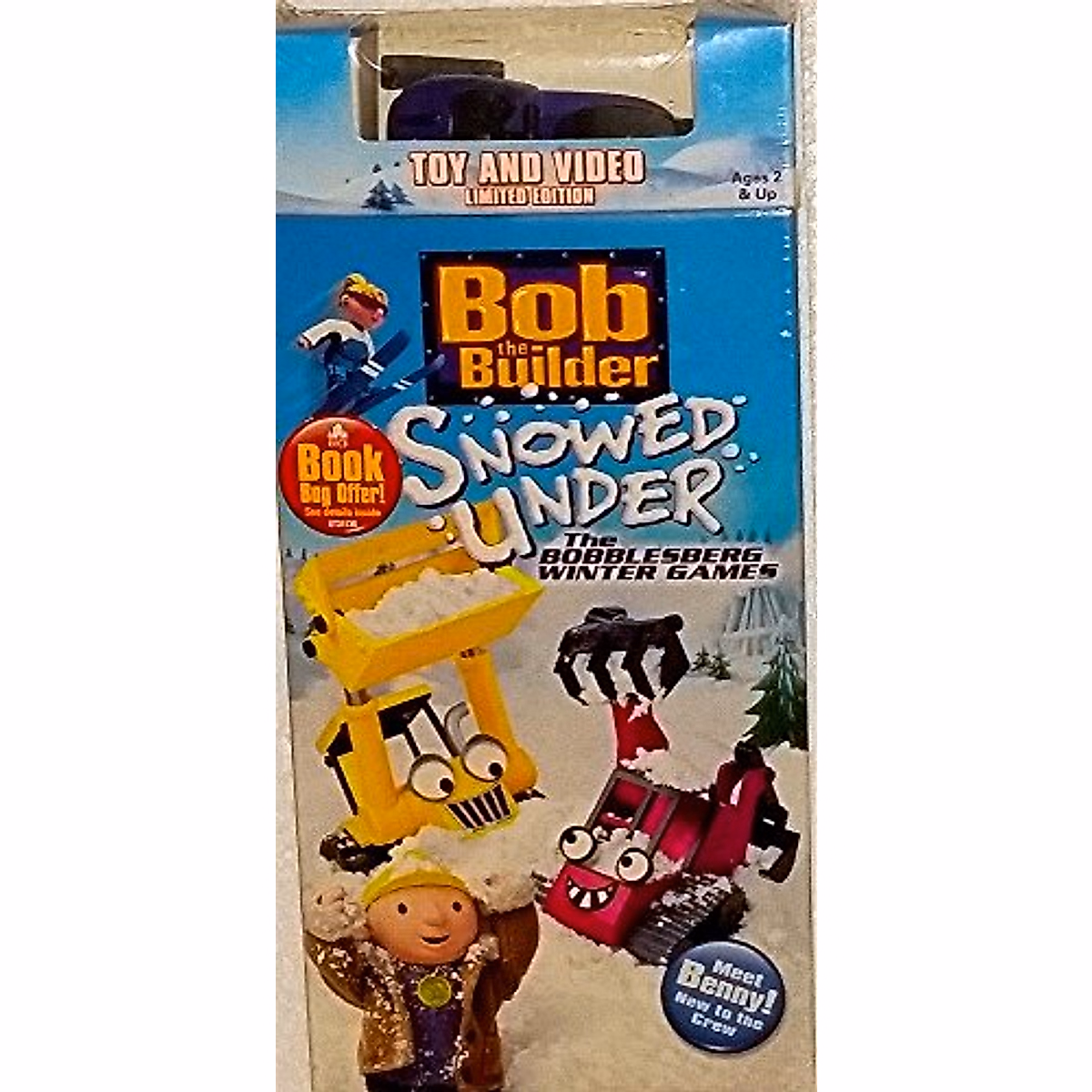 Bob the Builder (Toy and Video SET Limited Edition) Snowed Under VHS - Winter Games - With Rare Zoomer Snowmobile Vehicle