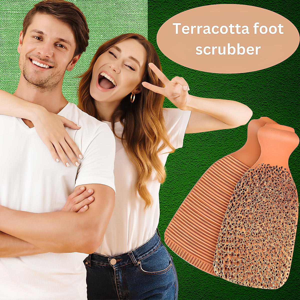 Pumice Stone for Feet Callus Remover, Foot Stone Pumice & Foot Dry Skin Remover Tool, Terracotta Pumus Foot Scrubber for Cracked Heels and Toes, Pumice Stone with Handle, Pumice Stone Shower