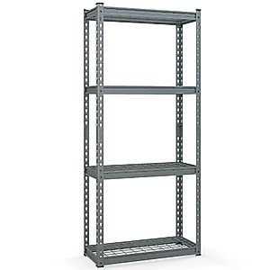 Goplus 4-Tier Metal Shelving Unit, Heavy Duty Wire Storage Rack with Anti-Slip Foot Pads, Height Adjustable Shelves for Warehouse, Kitchen, Living Room, Garage, 12" D x 27.5" W x 60" H