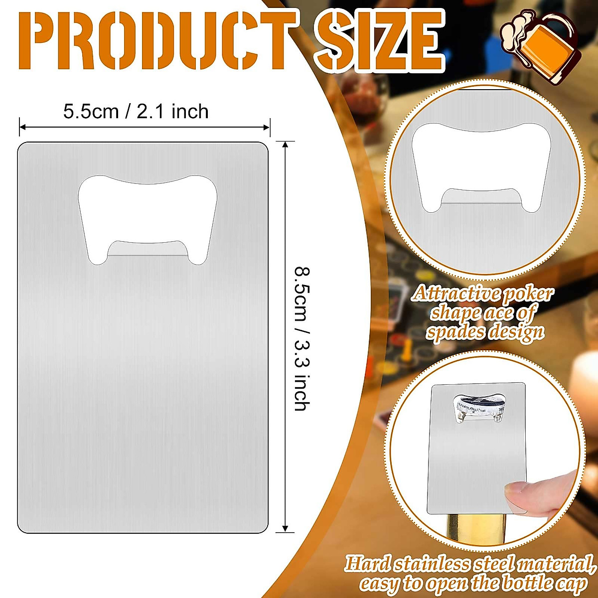 Nuogo 100 Pieces Stainless Steel Card Bottle Openers Bulk Metal Card Beer Bottle Openers Groomsmen Wallet Bottle Opener for Wedding Party Bridesmaid Favors Gifts (Silver, Credit Card)