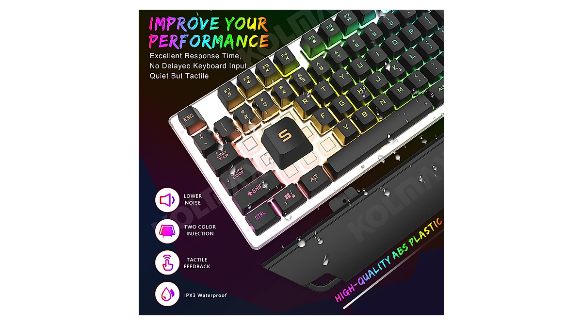 KOLMAX Gaming Keyboard & Mouse Combo - Rainbow Backlit, Ergonomic Design