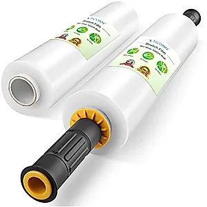 TICONN 2PK Stretch Wrap Stretch Film Roll, 1000ft 60 Gauge Industrial Strength 15 inch Wide Clear Plastic Wrap with Handles for Pallet Wrapping Shipping and Surface Protection (1000ft, 2pk)