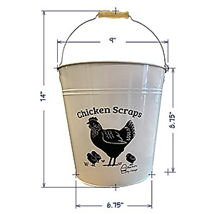 Chicken Scraps Bucket to collect your leftover food to feed your hens, roosters, feathered ladies, chicken friends chicks, free-ranged chickens, roos, or whatever you call your chickens (Chicken)