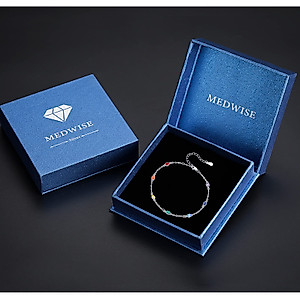 MEDWISE Chakra Bracelet Sterling Silver 7 Chakra Yoga Bracelet Teardrop Chakra Wrist Link Bracelet Birthday Christmas Gifts for Women Wife Girlfriend Mom Mama Mother