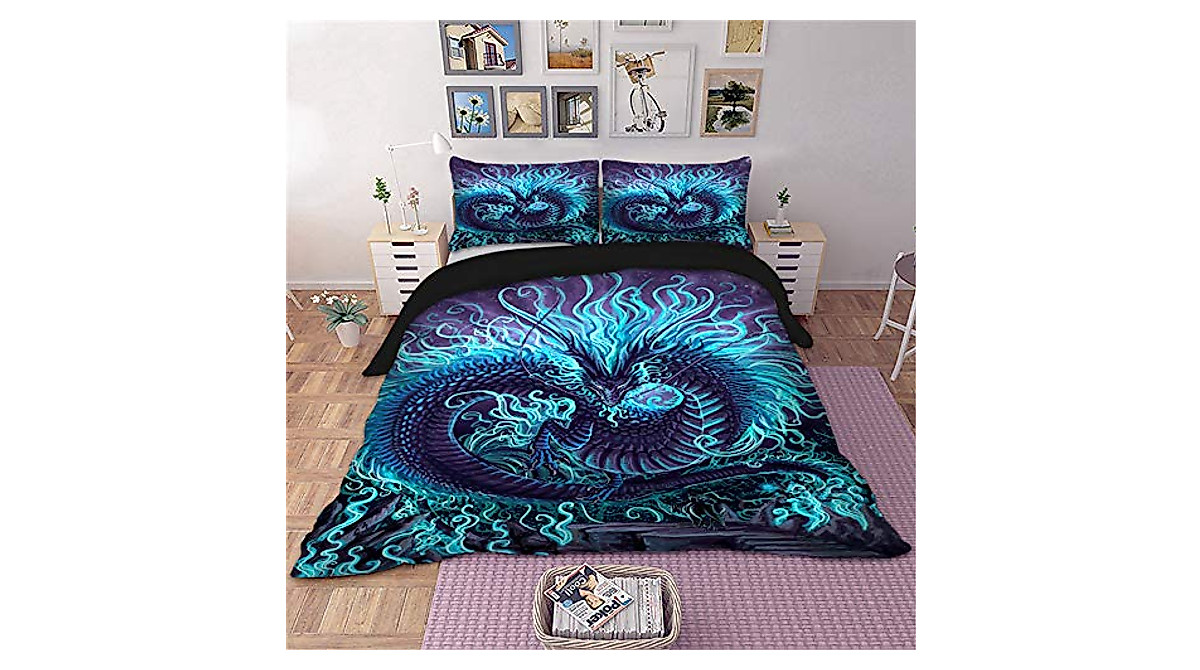 3D Blue Dragon Bedding Set - Modern Home Décor