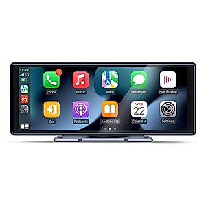 10.3 Inch Portable Carplay Screen for Car with Wireless Carplay and Android Auto,IPS Touch Screen Portable Car Stereo with Bluetooth, Mirror Link, GPS Navigation