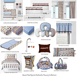 Bacati - ONE Solid Boys 100% Cotton Percale Universal Baby US Standard Crib or Toddler Bed Fitted Sheet (Light Blue)