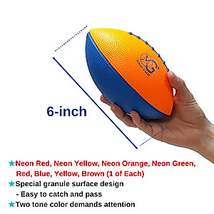 Macro Giant 6 Inch PU Foam Football, Set of 8, Assorted Colors, Kid Ball, Playground, Preschool, Parenting Activity, Toy Gift, Business Promotion Stuff