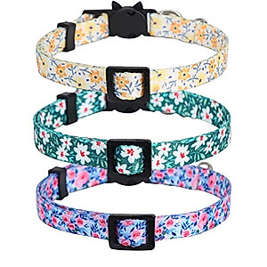 Lamphyface 3 Pack Cat Collar Floral with Bell Breakaway Adjustable Flower for Cats Kitten