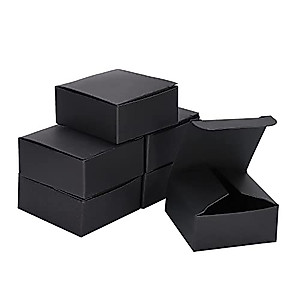 NIGNYA Black Favor Boxes, Tiny Gift Boxes for Presents, Small Kraft Gift Box 2.16x2.16x0.98 inch, 50 Pack Black Box with Lid for Favors, Ornaments, Candy, Tiny Items, Small Business