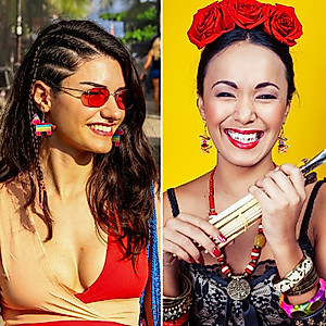 7 Pairs Fiesta Earrings Cinco De Mayo Dangle Earrings for Women, Mexican Themed Acrylic Earrings, Fiesta Party Supplies Sombrero Maraca Pinata Chili Luau Dangle Earrings, Carnivals Event Festivals