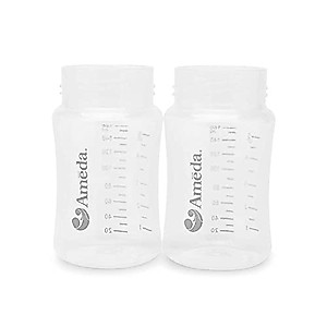 Ameda MYA Breast Pump Parts Replacement Bottles, Essential Bottle for Newborns, Caps Sold Separately (2 Count)