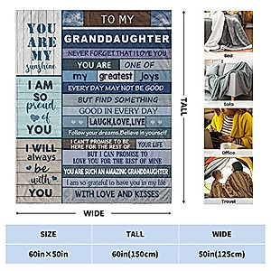 CUJUYO Granddaughter Gifts from Grandma Blanket 60"x50", Granddaughter Gifts Throw Blanket, Gifts for Granddaughter Blankets Throws, Granddaughter Gift Ideas for Birthday Graduation Christmas