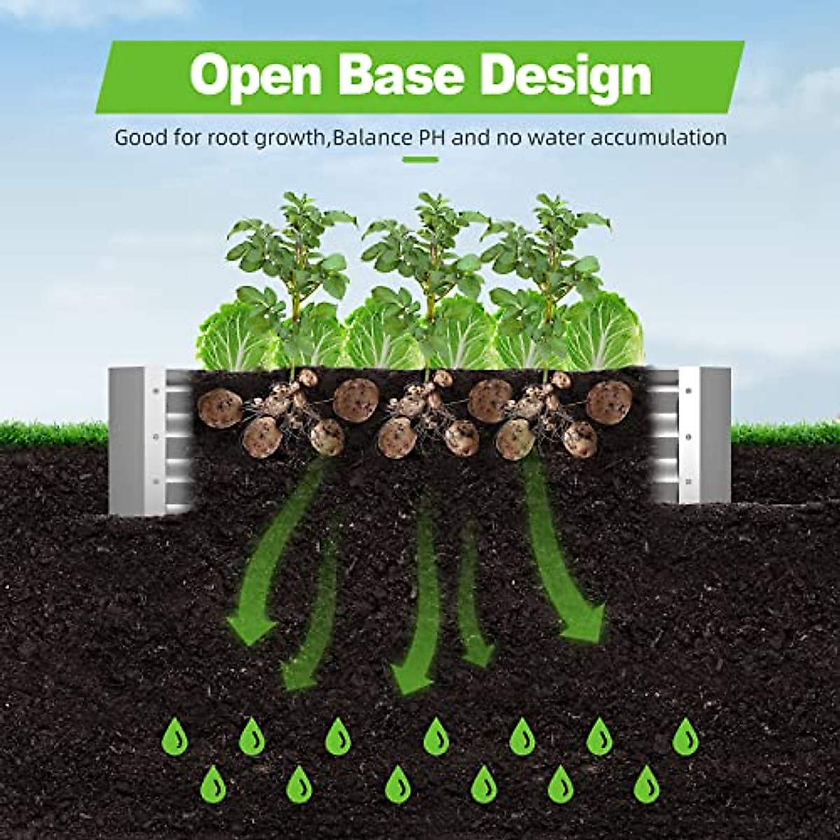 Raised Garden Bed Outdoor Aluminum Planter Box Kit for Vegetables Flower Herb, 2 Sets, 38x38x12 in