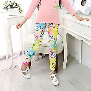 Ehdching Baby Girls Printing Flower Ninth Pants Tight Fashion Toddler Kids Leggings