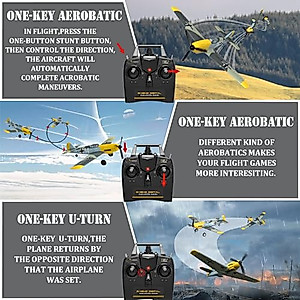 28°C RC Plane 4 Channel Remote Control Airplanes, 4-CH RC Airplane Ready to Fly BF-109 Radio Controlled Aircraft for Beginners with Xpilot Stabilization System, One Key Aerobatic Airplane(76111 RTF)