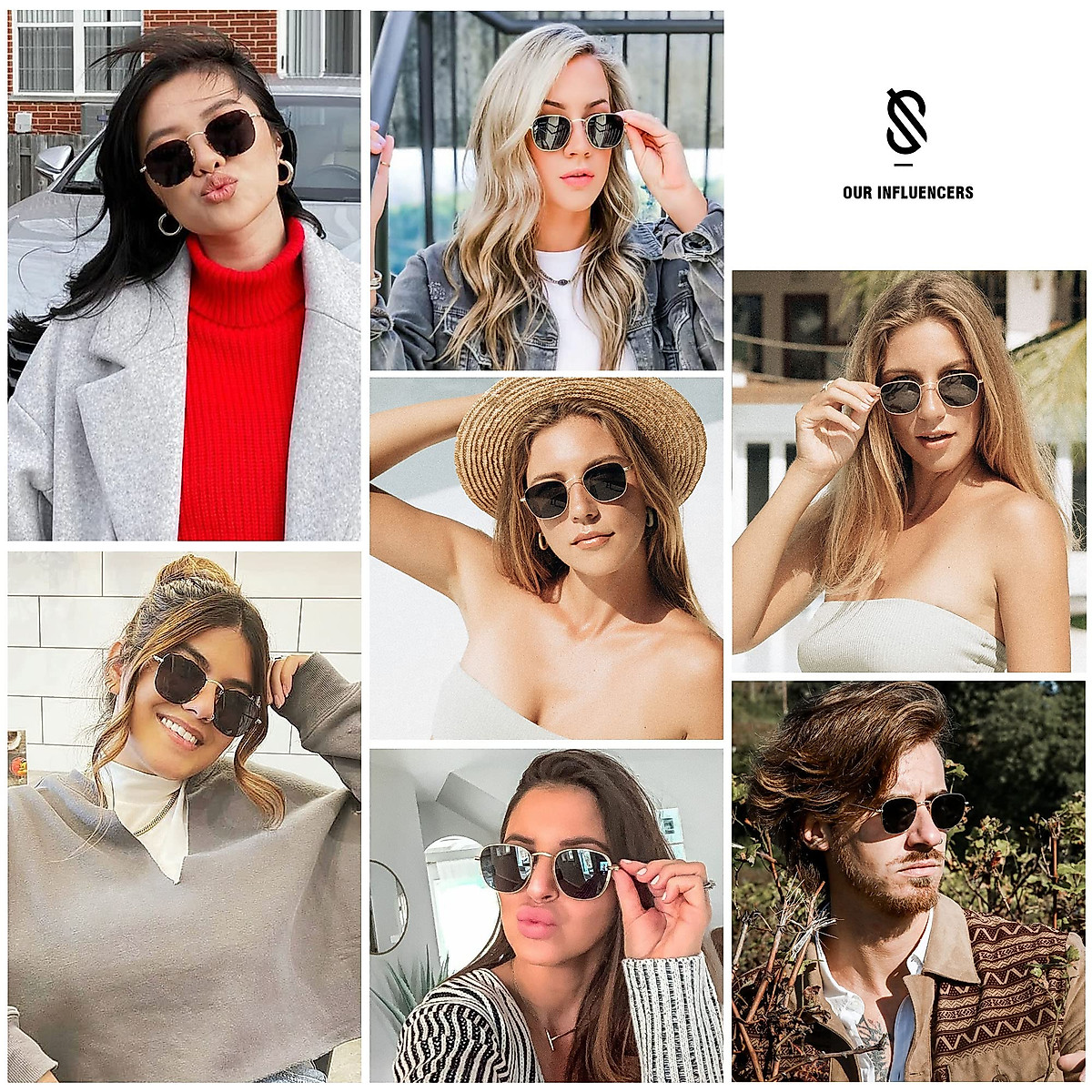 SOJOS Small Square Polarized Sunglasses for Women Men Classic Vintage Retro Style SJ1143 with Gold Demi/Grey