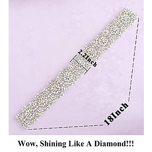Pardecor Wedding Belt Rhinestone Belt Bridal Wedding Dress Sash Trim Rhinestone Applique Dress Belt Crystal Sash Accessories (327 Silver)