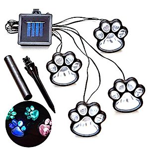 SH-RuiDu Solar 4-Paw Light Garden Ground Dog Cat Paw LED Solar Lamp for Garden Patio Yard Decor Walkway