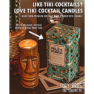 Tiki Torchette Candles from Fury Bros. | A 70-Hour Transport to The Tropics | Polynesian Painkiller - Pineapple, Coconut Cream, and Rum |Soy Wax, Vegan Friendly | Hand Poured in The USA, 12 oz