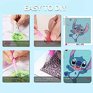 pvoodire 4 Pack Diamond Art Kits for Kids-Diamond Art Kits for Kids,Diamond Art for Kids,Childern Beginners 6x6inch