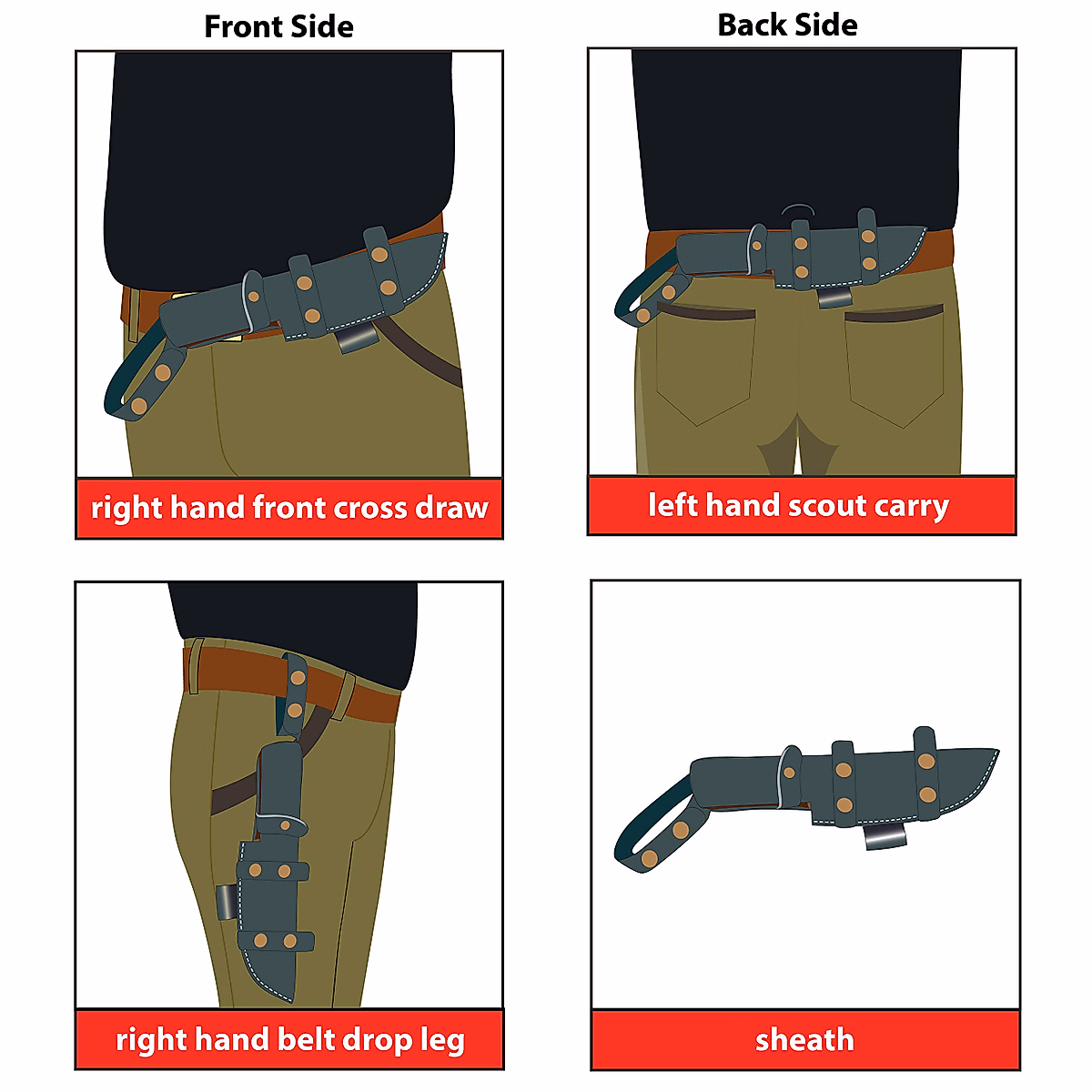 GCS Handmade G10 Handle D2 Tool Steel Tactical knife Hunting Knife Camp Knife with leather sheath Full tang blade designed for Hunting & EDC GCS 232