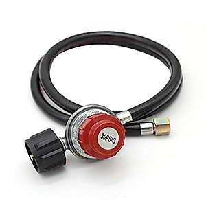 MENSI Gas Fire Pit Heater High Pressure 0-30PSI Adjustable Propane Regulator with Hose 4 Foot