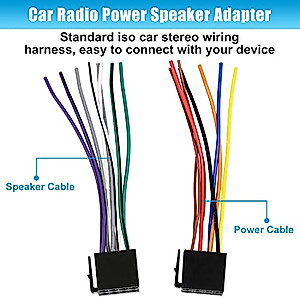 Universal ISO Car Radio Stereo Wiring Harness Adapter, Car Audio Video Wire Cable Power Speaker Connector