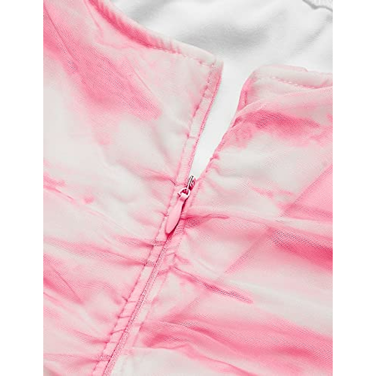 ZESICA Women's 2023 Summer Short Puff Sleeve Tie Dye Print Ruched Bodycon Cocktail Party Wedding Guest Short Mini Dress,HotPink,X-Large