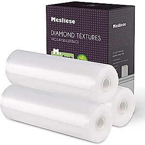 Mesliese Vacuum Sealer Bags Rolls for Custom Fit, Total 8''x48', BPA-Free and Anti Puncturing Thickened Food Seal Freezer Bag for Sous Vide, Meal Prep or Vacuum Storage, Compatiable with Foodsaver