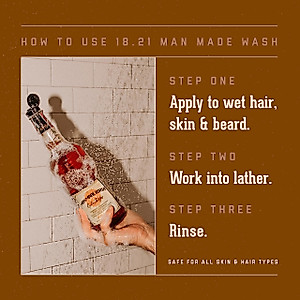 18.21 Man Made Original Noble Oud 3-in-1 Body Wash, Shampoo, & Conditioner for Men, All Hair & Skin Types, Strengthens and Moisturizes in a Manly Aroma, 3.4 oz