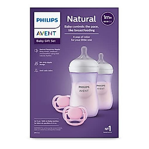 Philips Avent Natural Baby Bottle with Natural Response Nipple, Purple Baby Gift Set, SCD837/01