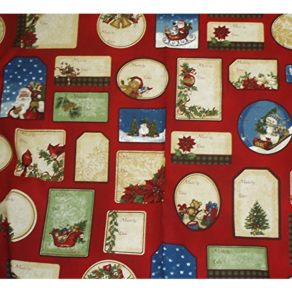 Holly Jolly Christmas 2 quilt labels red Kaufman fabric